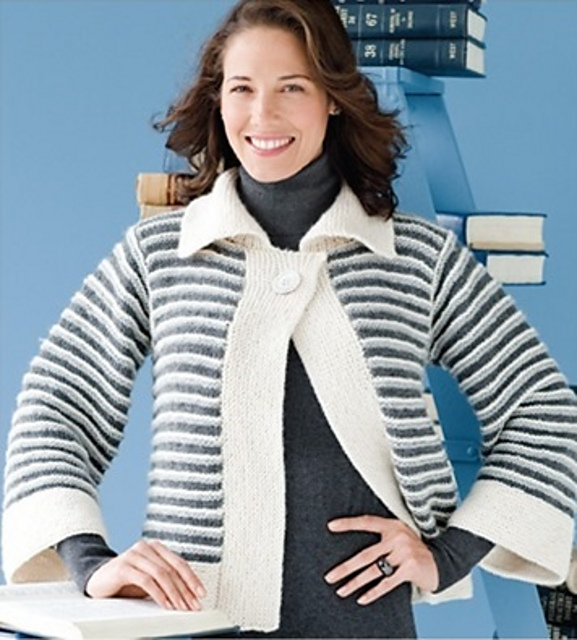 Ravelry: #20 One Button Striped Cardigan pattern by Kay Niederlitz