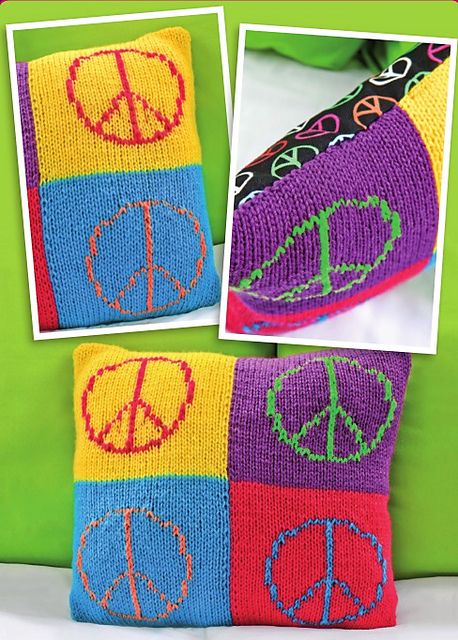 Ravelry: Conversation Peace Sign Pillow pattern by Michelle Brennan