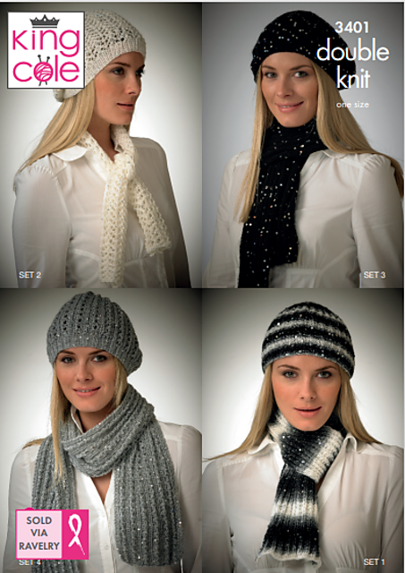 Ravelry: 3401 Hats and Scarves pattern by King Cole Ltd