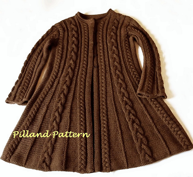 Ravelry: Pilland1's Womens cabled Sweater coat pattern
