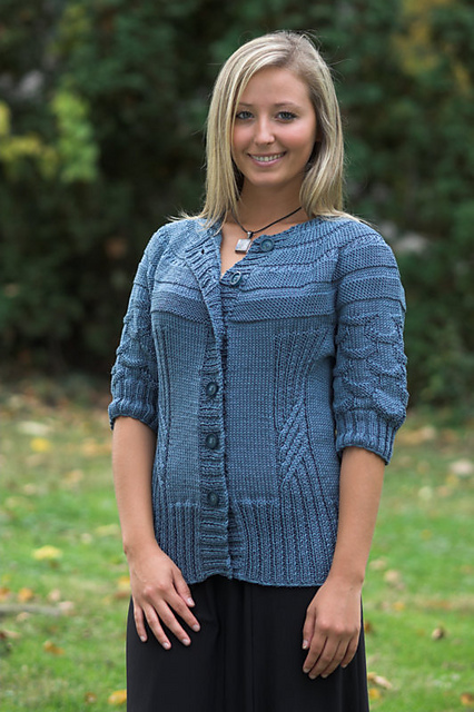 Ravelry: Ladies Textured Yoke Cardigan pattern by Jodi Lemieux