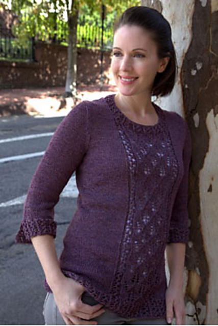 Ravelry: 2817 Lace Panel Pullover pattern by Plymouth Yarn Design Studio