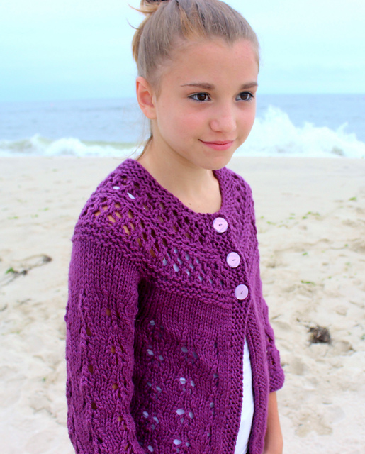 Ravelry: 3080 Girl's Lace Yoke Cardigan pattern by Jennifer Owens