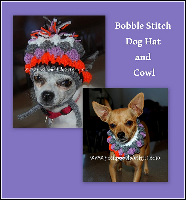 Ravelry: Bobble Stitch Dog Hat and Cowl pattern by Sara Sach