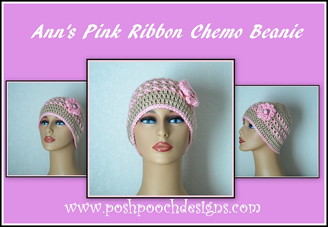 Ravelry: Ann's Pink Ribbon Chemo Beanie Breast Cancer pattern by Sara Sach