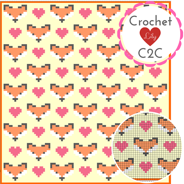 Ravelry: Fox & Hearts C2C Blanket pattern by Liliya Pervushina