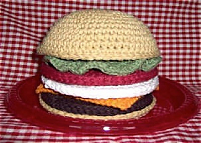 Ravelry: Cheeseburger Coaster Set pattern by Priscilla Hewitt
