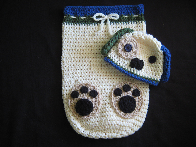 Ravelry: Puppy Cocoon & Hat Set pattern by Debbie Calvert