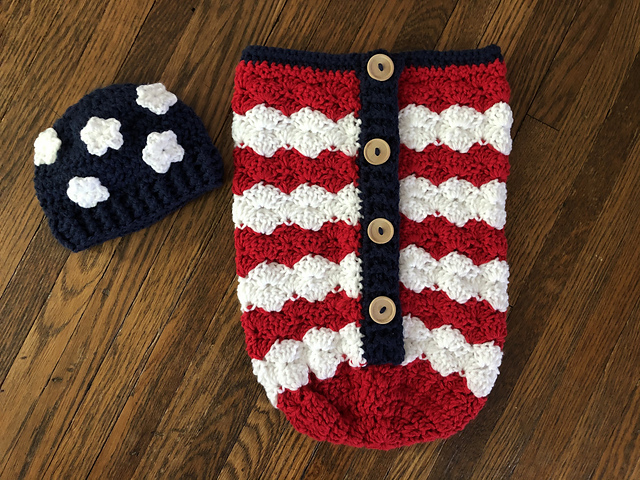 Ravelry: American Flag Cocoon Swaddle Set pattern by Debbie Calvert