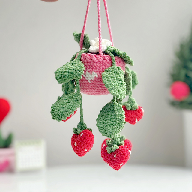 Ravelry: Strawberry Plant Hanging pattern by PurelyWorks Crochet