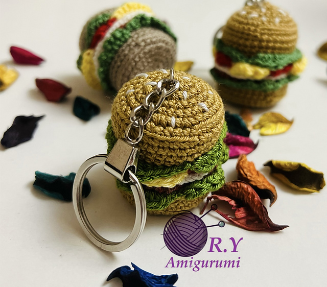 Ravelry: Recycle Amigurumi burger keychain pattern by Reham Youssef