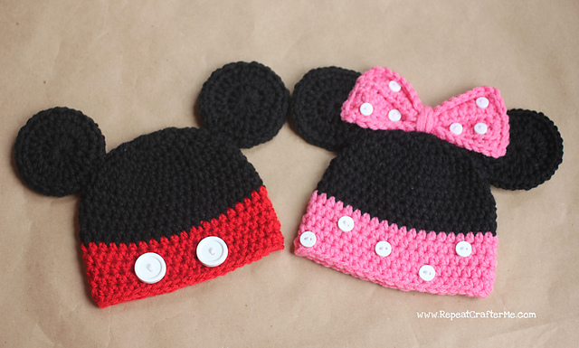 Ravelry: Mickey and Minnie Mouse Hats pattern by Sarah Zimmerman