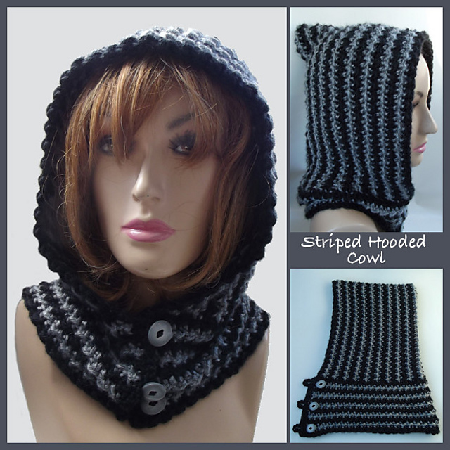 Ravelry: Striped Hooded Cowl pattern by Rhelena