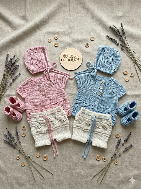 Ravelry: “Heather” sideways knitted set pattern by Caroline Richards