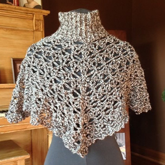 Ravelry: Lacy Lattice Turtleneck Poncho pattern by Cathy Robbins