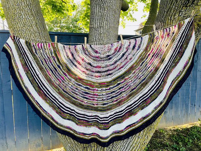 Ravelry: Spring Has Hatched Half-Pi Shawl pattern by Becca Goldthwaite