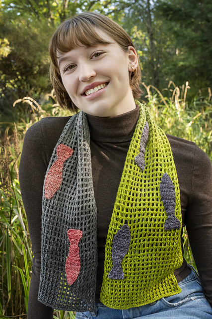 Ravelry: Coho and Lichen Crochet Scarf pattern by Dawn Seymour