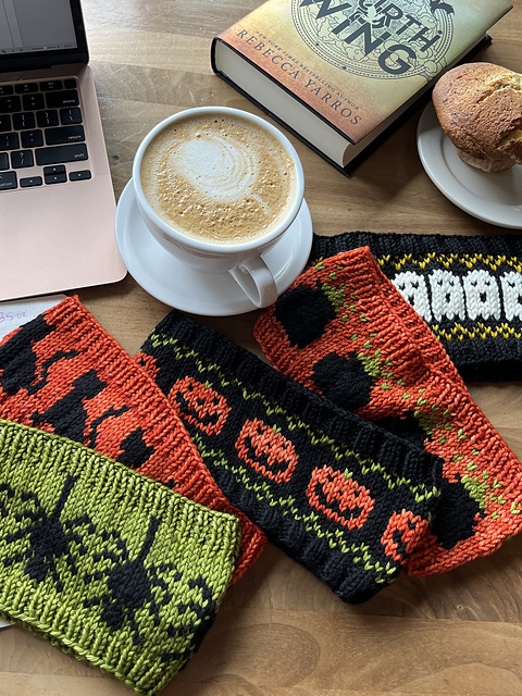 Ravelry: Spooky Ear Warmer Collection pattern by RosiePosieKnitCo