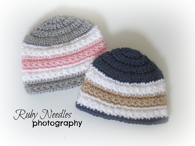 Ravelry: Starry Baby Hats in Stripes - Preemie-Newborn Caps pattern by ...