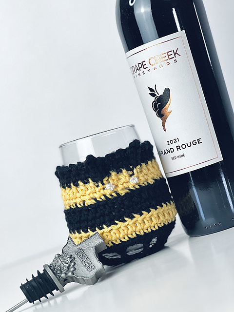 Ravelry: Bumblebee Wine Glass Cozy pattern by Angie Dooley