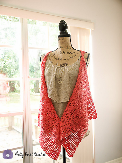 Ravelry: Clamshell Lace Waterfall Vest pattern by Katie Clary