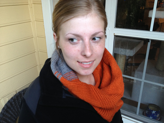 Ravelry: Orange and Grey Cowl pattern by Sarah Shinkle