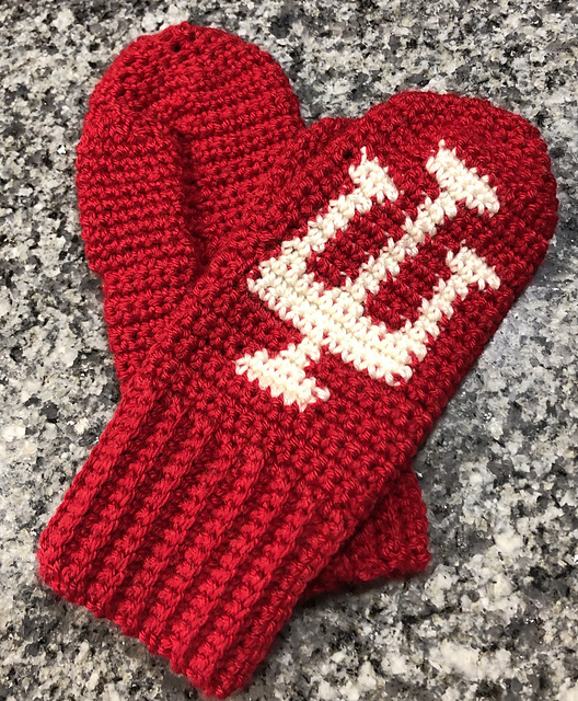 Ravelry: IU mittens pattern by Sarah Patrick