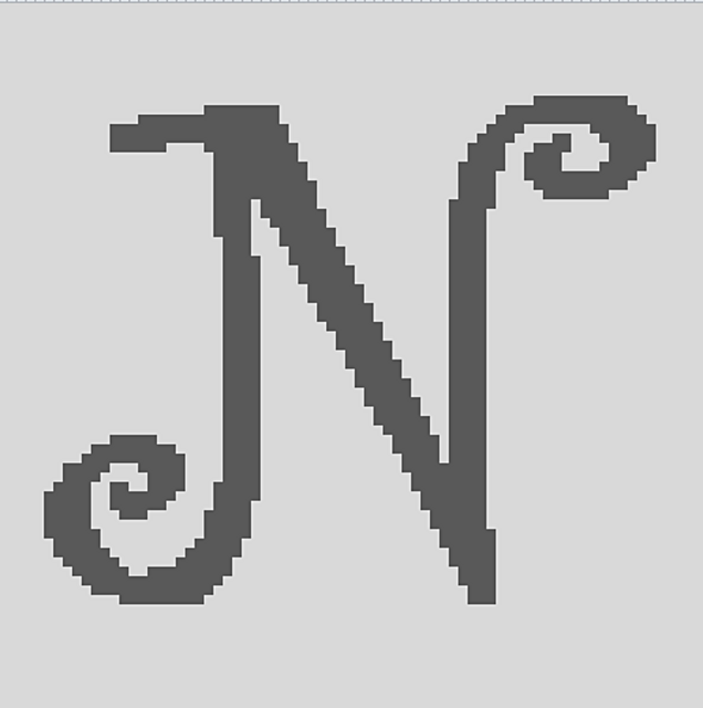 Ravelry: C2C Monogram N Curl pattern by Savanna Ashmore