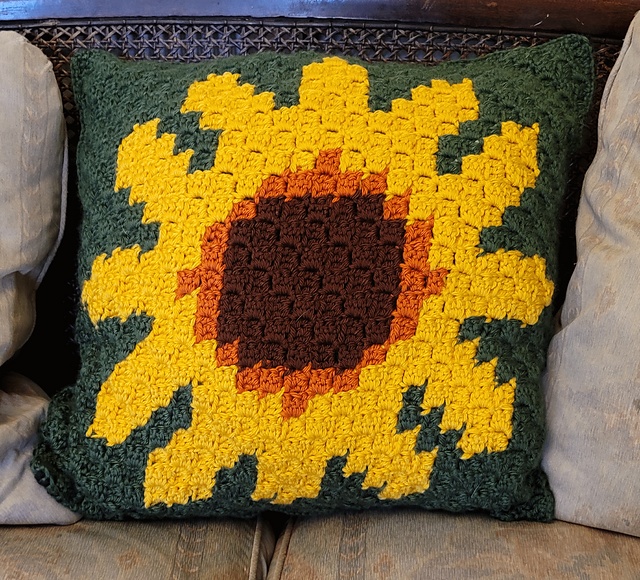 Ravelry: Sunflower C2C Cushion Cover pattern by Louise Razanov