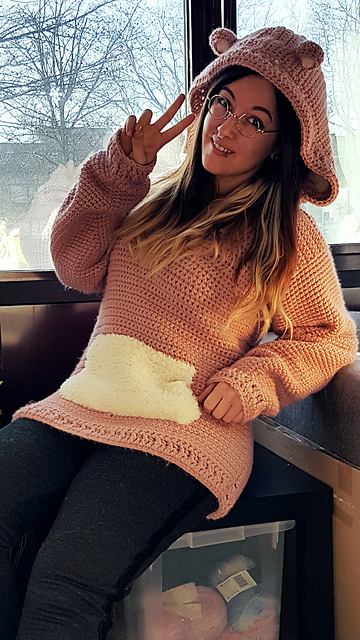 Ravelry: Slouchy Bear Ear Hoodie pattern by Sayo Crochets