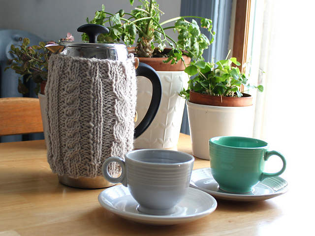 Ravelry: Cabled French Press Cozy pattern by SecretSnowBird