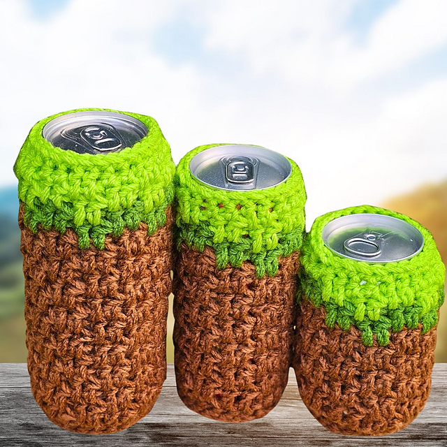 Ravelry: Minecraft Grass Block Can Cozy pattern by Christa Lynn