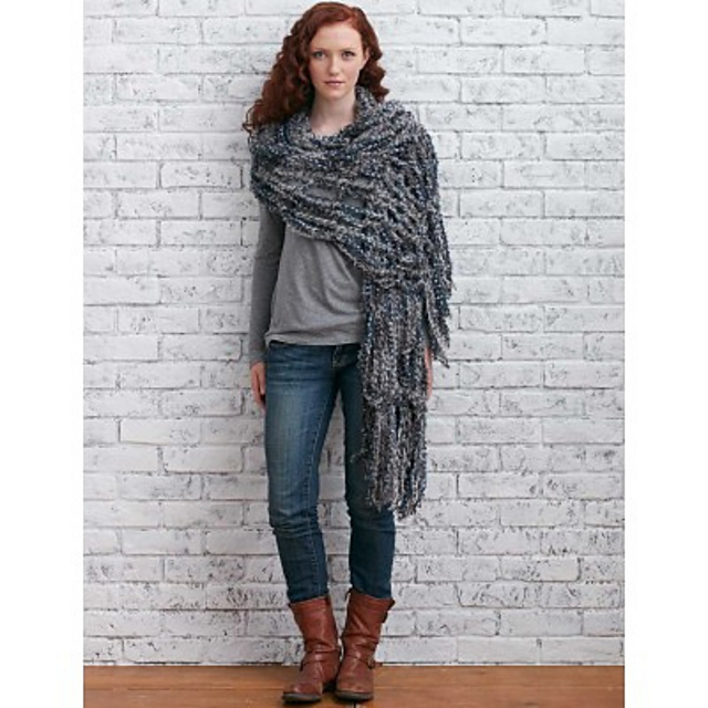 Ravelry: Arm Knit Fringed Wrap pattern by Bernat Design Studio