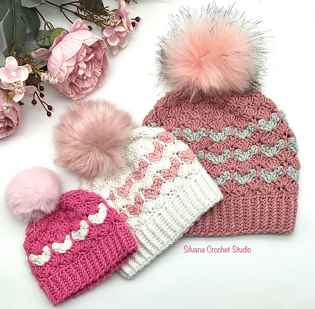 Ravelry: Sweet Heart Beanie Hat pattern by Silvana Hagiu