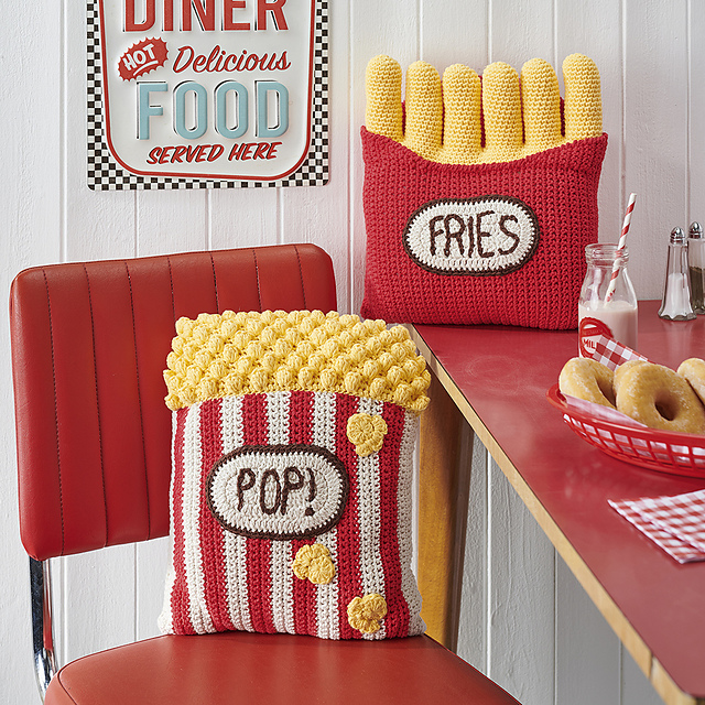 Ravelry: Popcorn and Fries Cushions pattern by Natalie Beard