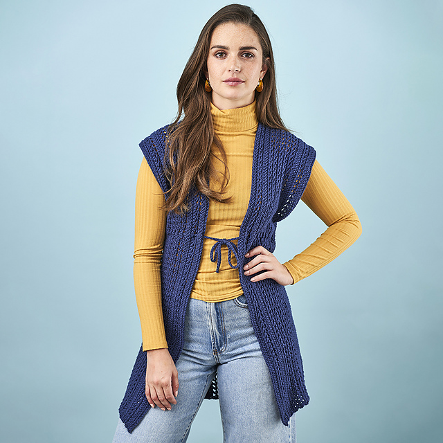 Ravelry: Sleeveless Long Cardigan pattern by Hannah Cross