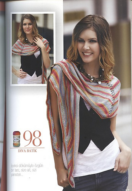 Ravelry: Pattern #98: Striped Shawl pattern by Alize catalogue