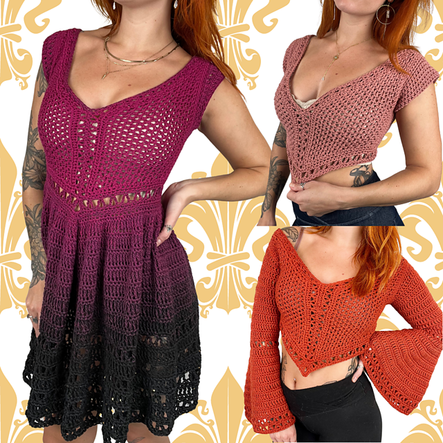 Ravelry: Hera 3-in-1 dress, short/bell sleeve pattern by Krista Jenkins