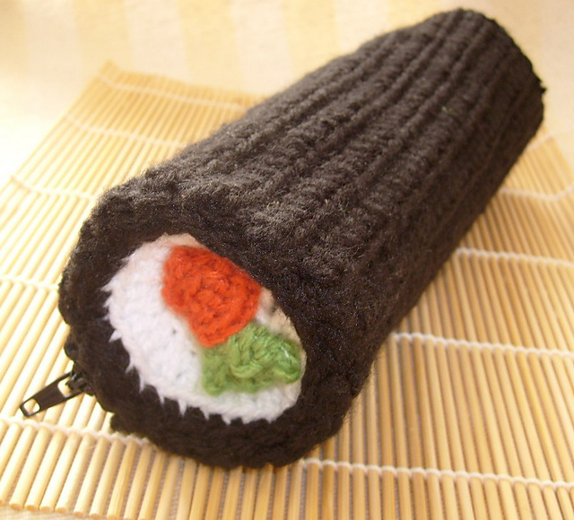 Ravelry: Sushi Roll Pencil or Cosmetics Case pattern by Hayley Spencer