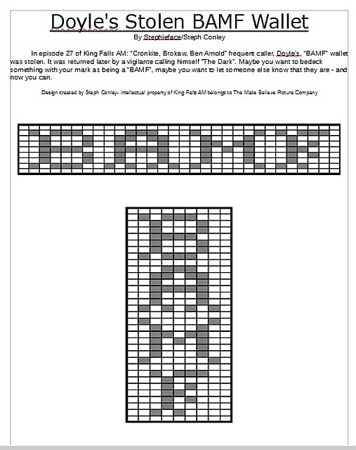 Ravelry: Doyle's Stolen BAMF Wallet Chart KFAM pattern by Steph Conley