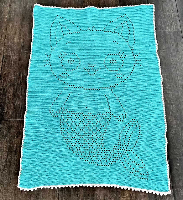 Ravelry: Mermaid Cat Filet Blanket pattern by Carla Gasson