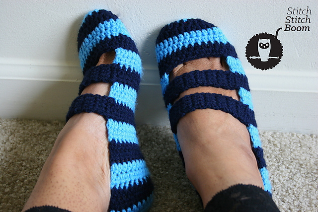 Ravelry: Double Strapped Slippers pattern by Stitch Stitch Boom