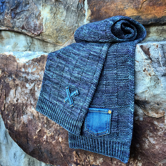 Ravelry: Sasha Knit+Denim Scarf pattern by Alexandra Davidoff