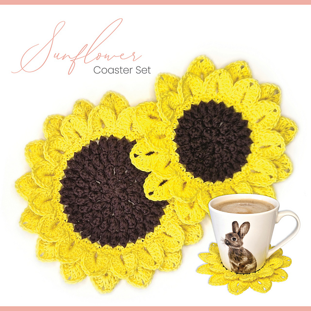 Ravelry: Sunflower Coaster Set pattern by Stylish Stitches Crochet