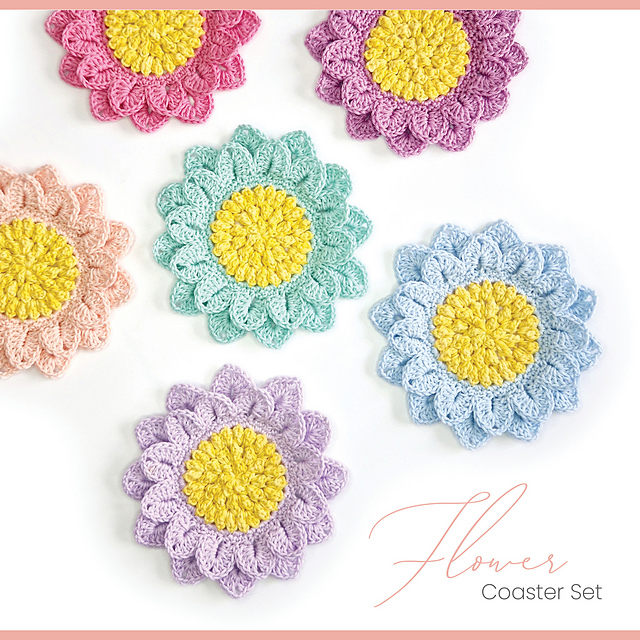Ravelry: Flower Coaster Set pattern by Stylish Stitches Crochet
