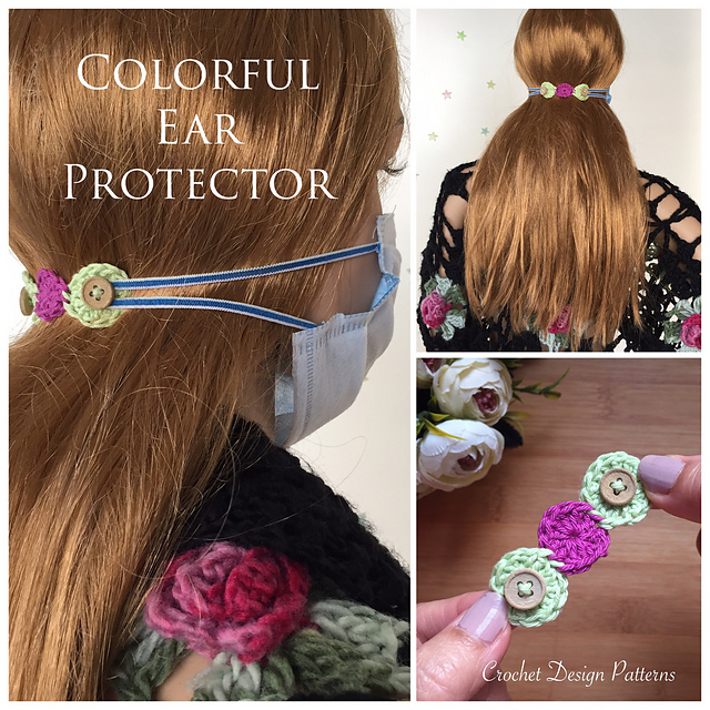 Ravelry: Colorful Ear Protector for Face Mask pattern by Sue Smith
