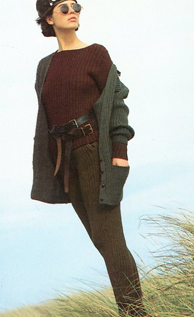 Ravelry: #9b Trousers for women in K2, P2 rib pattern by Annabel Fox