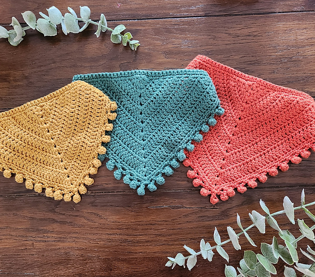 Ravelry: Handkerchief Pom Pom Bib pattern by Sunny Lily Boutique