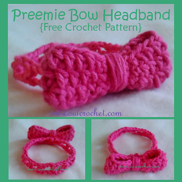 Ravelry: Preemie Bow Headband pattern by Susie Oui Crochet