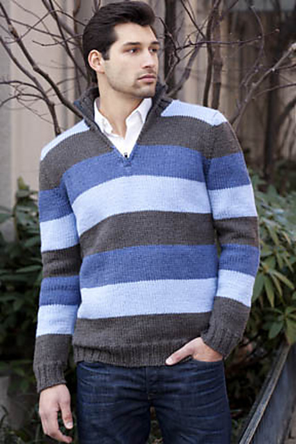 Ravelry: Giovanni Men's Striped Zipped Henley Turtleneck pattern by FDC ...